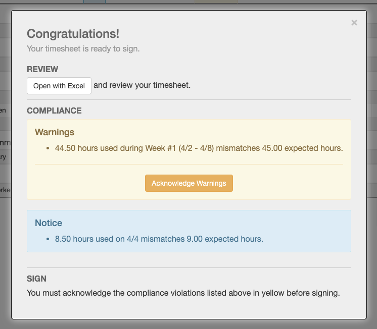 Compliance Rules - Timesheet Guide